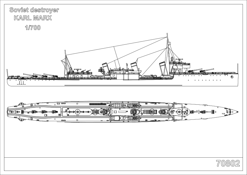 70802 - Soviet Destroyer Karl Marx, 1937/1941 fit, 1/700